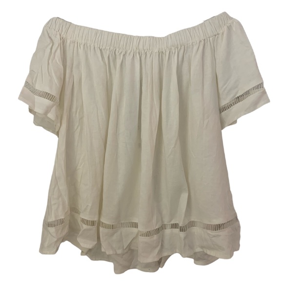 Tristan | Tops | Tristan White Linen Off The Shoulder Flowy Top | Poshmark